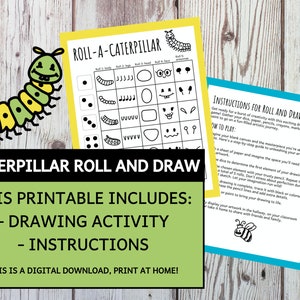Roll-a-caterpillar Roll and Draw a Caterpillar Game Spring Dice Drawing ...