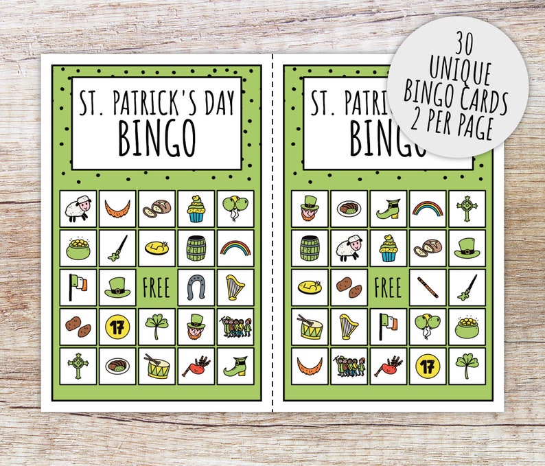 St. Patrick's Day Bingo Game for Kids, Kids St Patty's Party Game ...