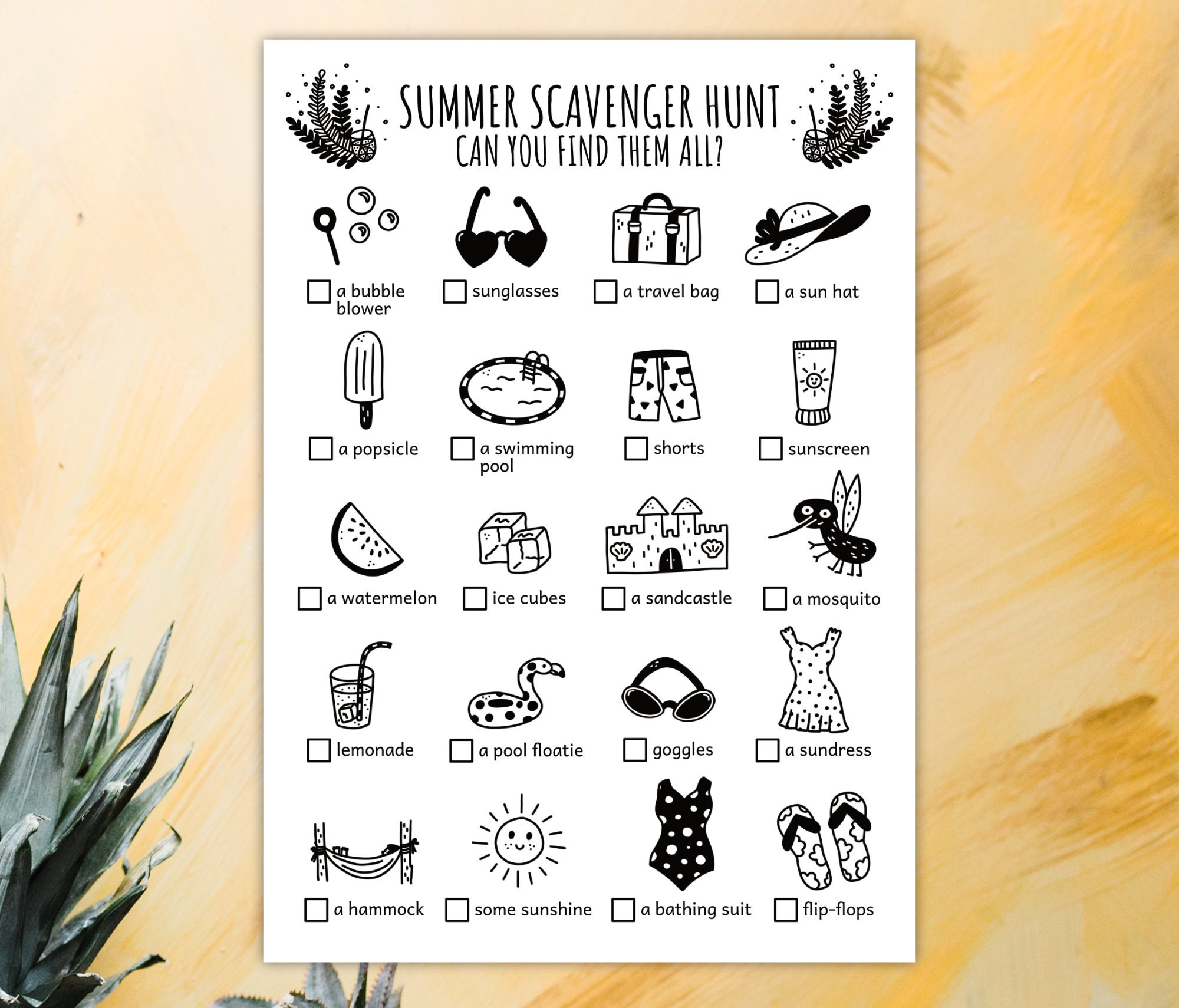 Summer Scavenger Hunt for Kids, Summer Kids Activity and Kids Beach ...