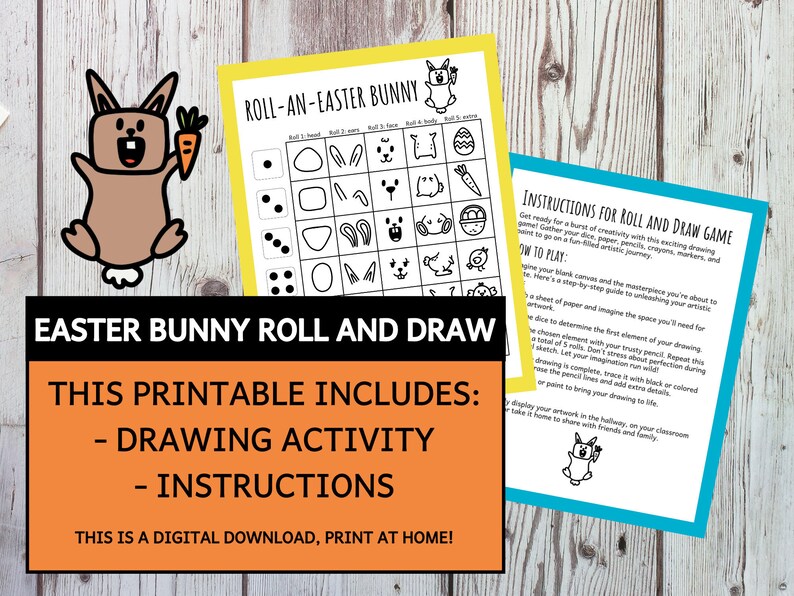Roll-an-easter-bunny Roll and Draw a Bunny Game Spring Easter Dice ...