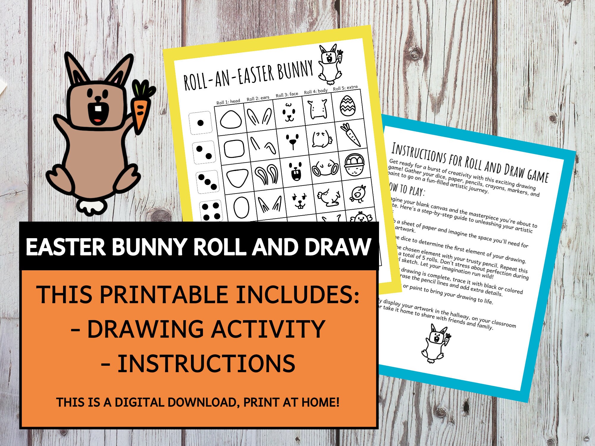 Roll-an-easter-bunny Roll and Draw a Bunny Game Spring Easter Dice ...