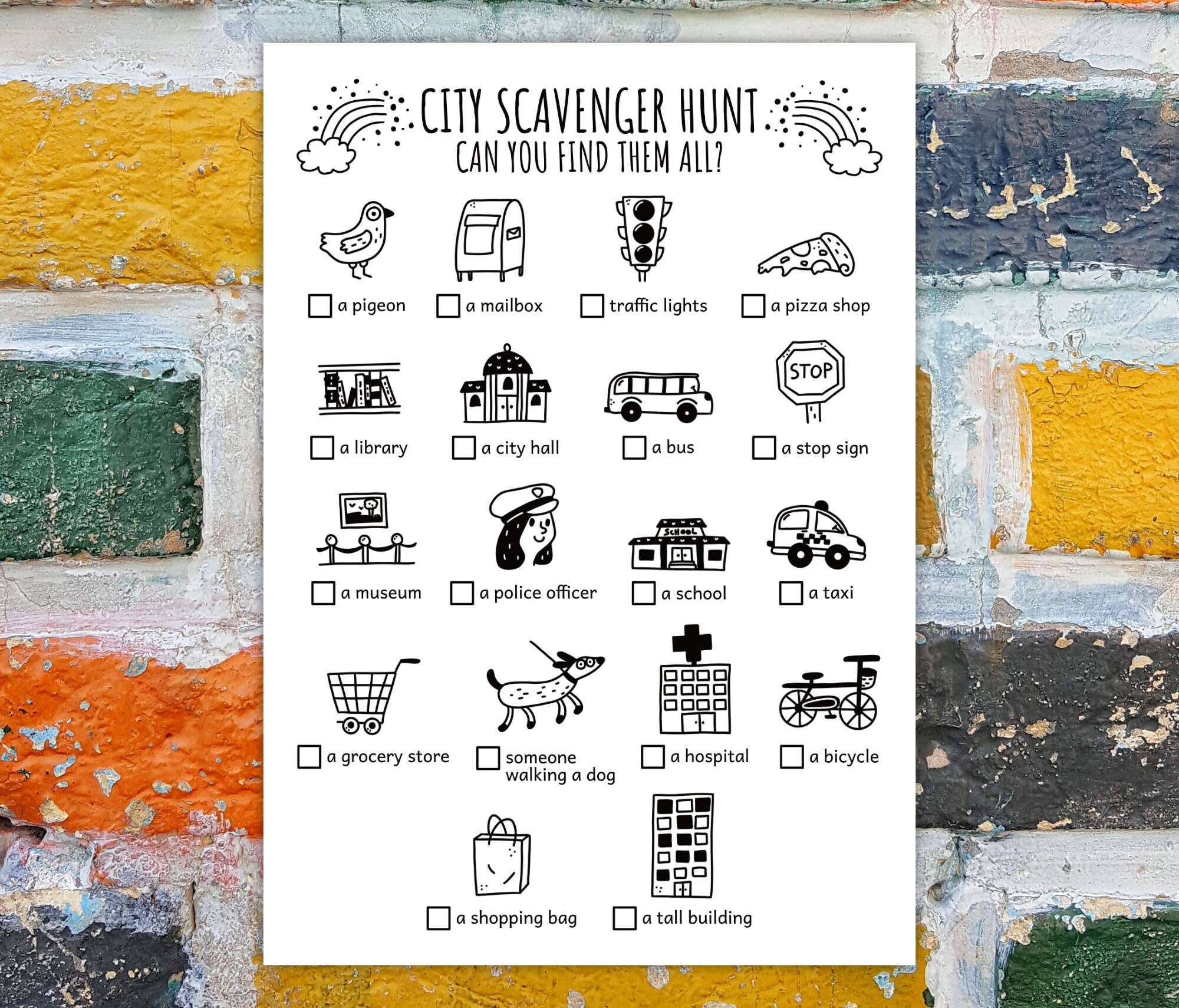 City Scavenger Hunt for Kids, Outdoors Kids Activity and City Treasure ...