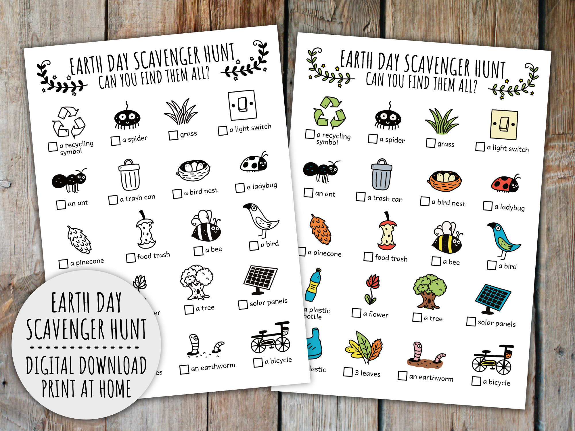 Earth Day Scavenger Hunt for Kids - Nature Walk Printable Game, Outdoor ...