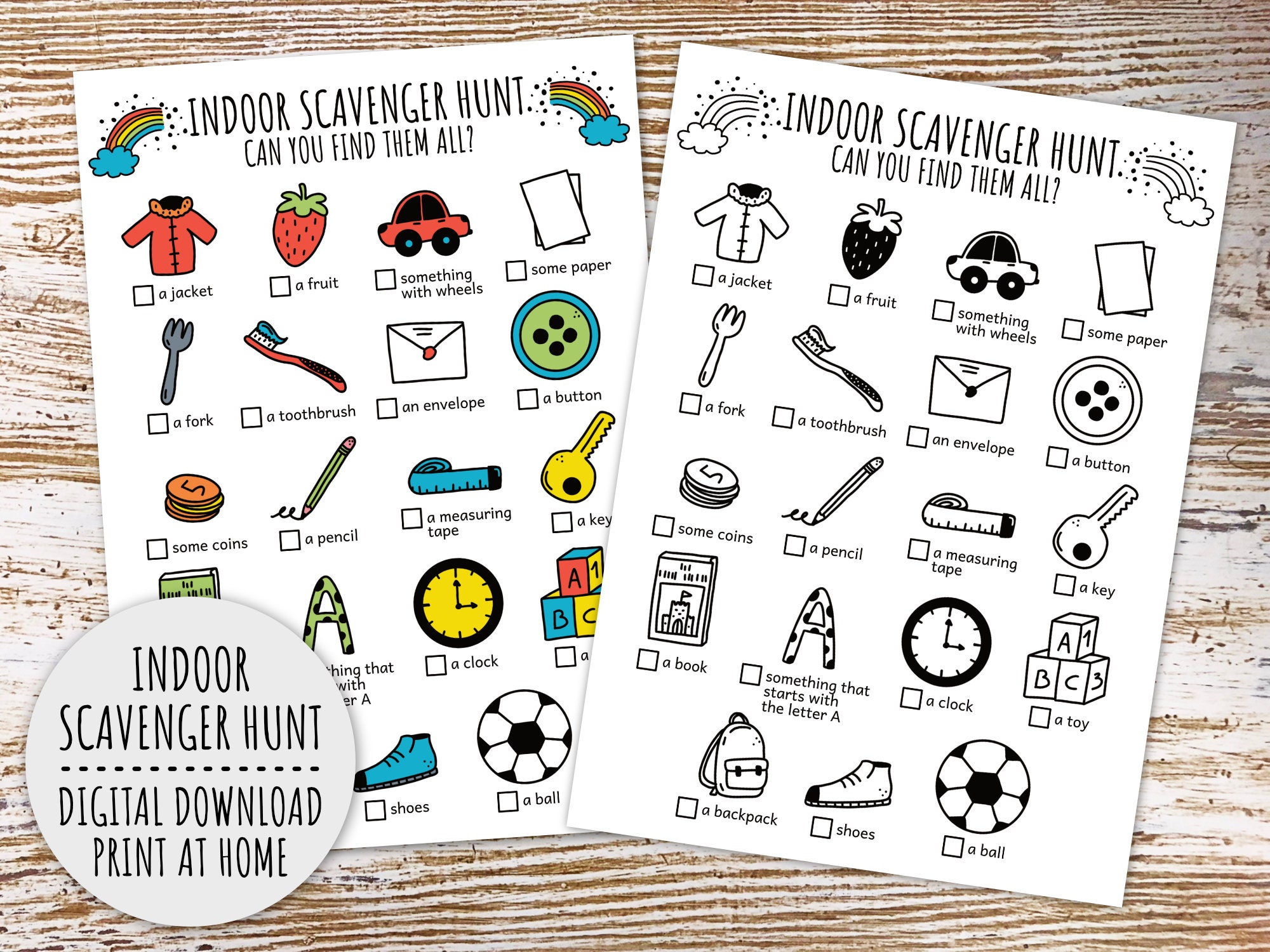 Indoor Scavenger Hunt for Kids, Indoor Kids Activity for Rainy Days ...
