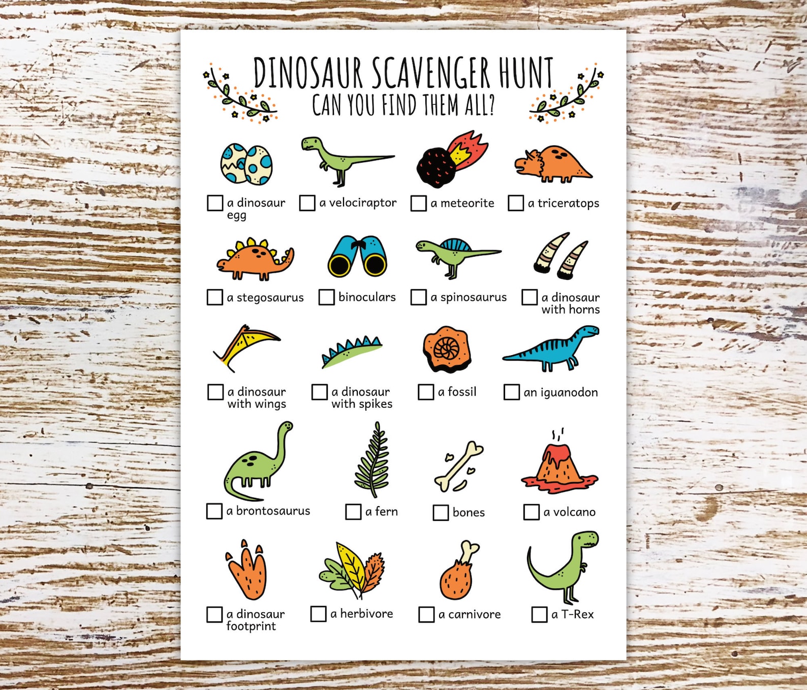 Dinosaur Scavenger Hunt for Kids, Dino Treasure Hunt and Dinosaur ...