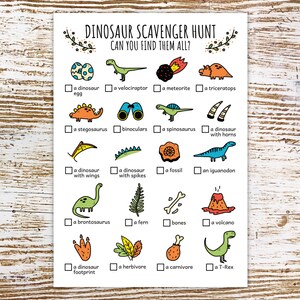 Dinosaur Scavenger Hunt for Kids, Dino Treasure Hunt and Dinosaur ...