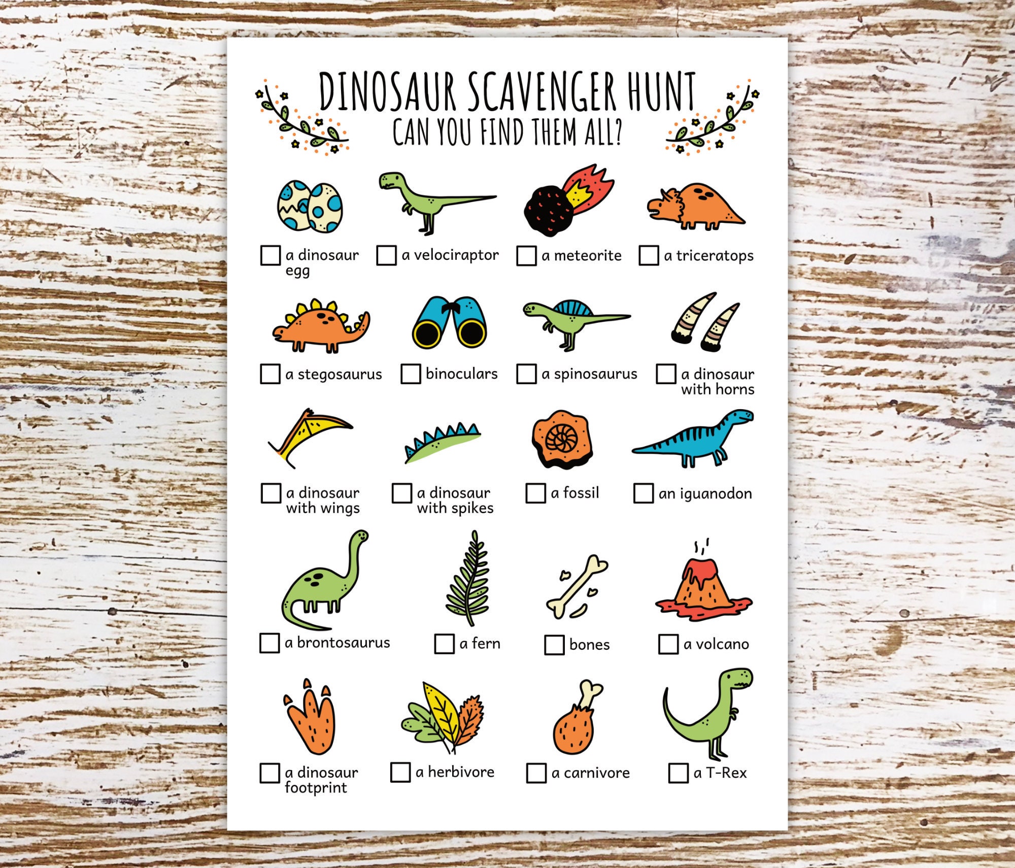 Dinosaur Scavenger Hunt for Kids, Dino Treasure Hunt and Dinosaur ...
