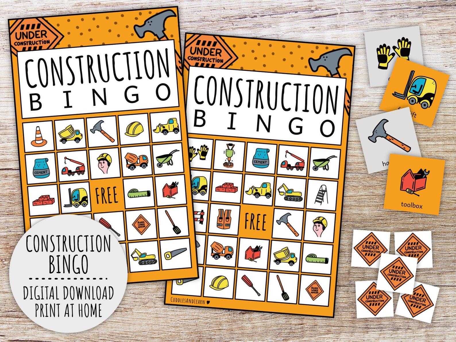 Construction Bingo Game for Kids, Kids Builder Party Game, Classroom ...