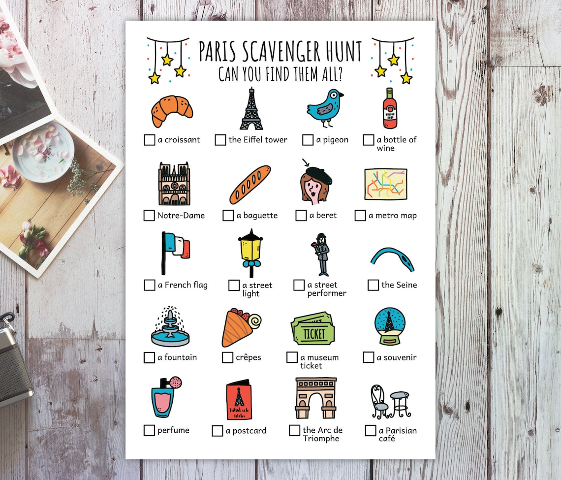 Paris Scavenger Hunt for Kids, Travel City Trip Treasure Hunt, Paris ...