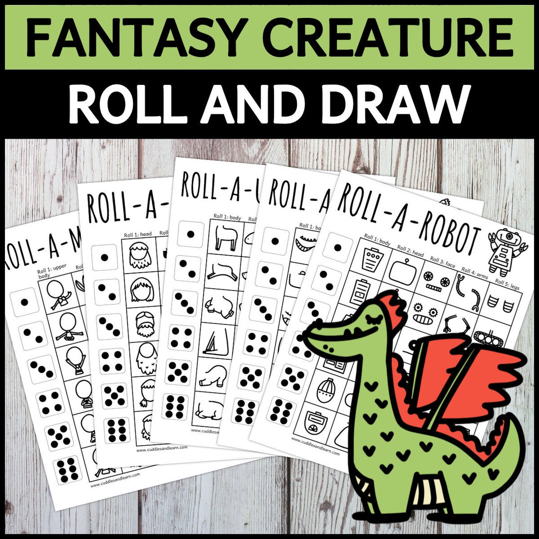 Fantasy Creature Roll and Draw Game Fantasy Dice Drawing Activity for ...