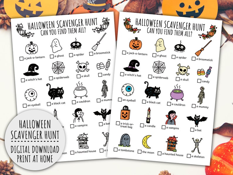 Halloween Scavenger Hunt for Kids, Fall Autumn Treasure Hunt Activity ...