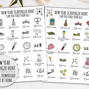 New Year Scavenger Hunt for Kids, Festive Treasure Hunt, New Years Eve ...