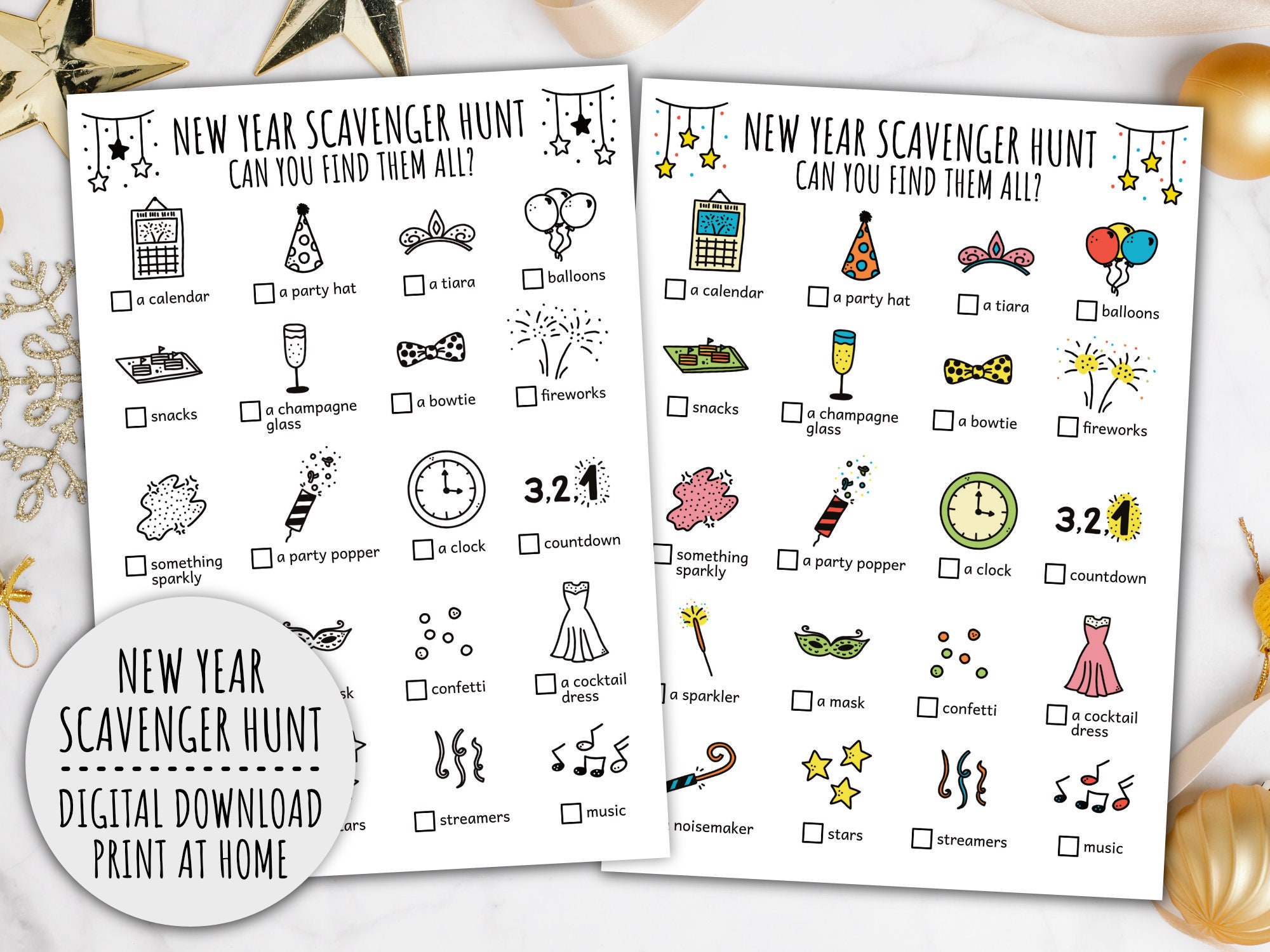 New Year Scavenger Hunt for Kids, Festive Treasure Hunt, New Years Eve ...
