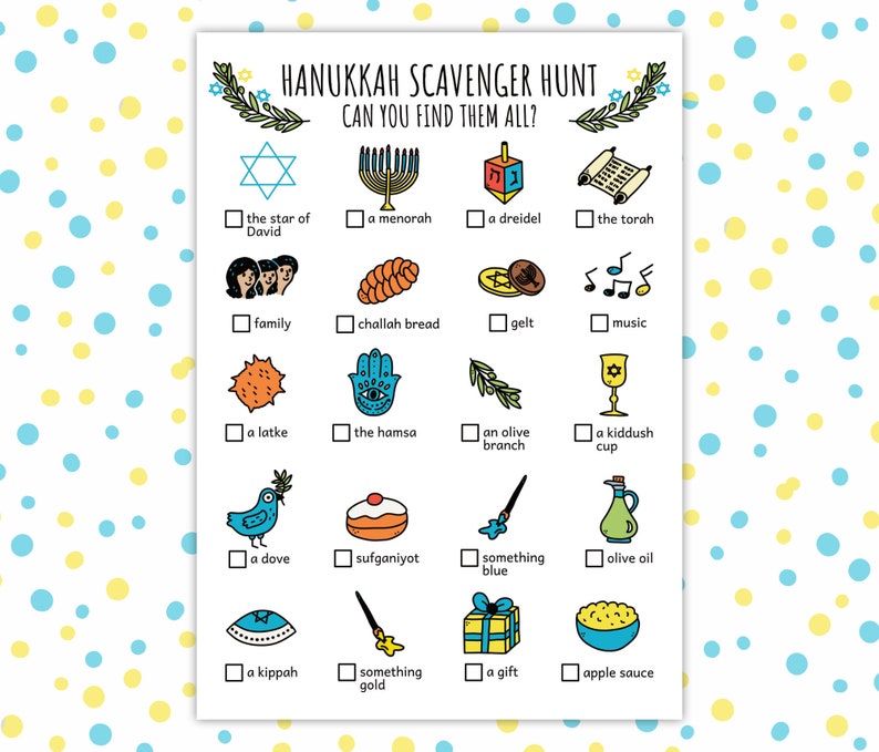 Hanukkah Scavenger Hunt for Kids, Chanukah Treasure Hunt, Party ...
