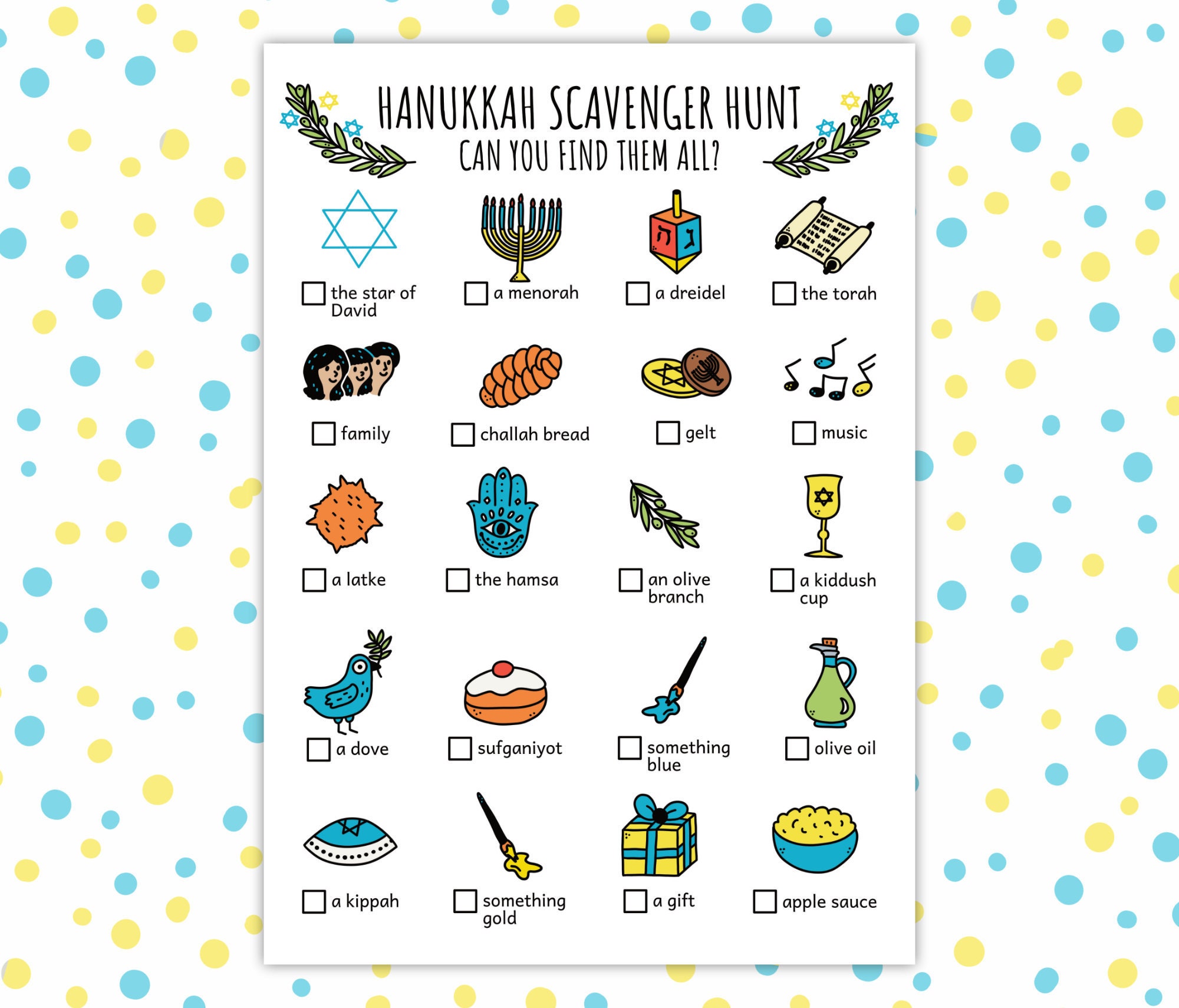 Hanukkah Scavenger Hunt for Kids, Chanukah Treasure Hunt, Party ...