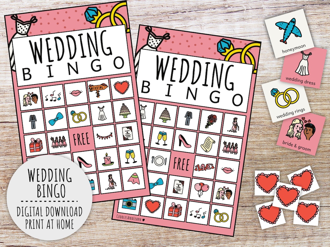 Wedding Bingo Game for Kids, Kids Marriage Party Game, Love Classroom ...
