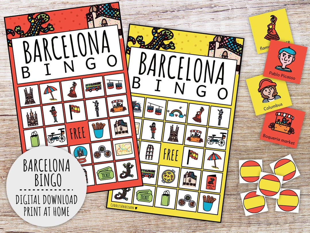 Barcelona Bingo Game for Kids, Kids Spain Party Game, Love Travel Game ...