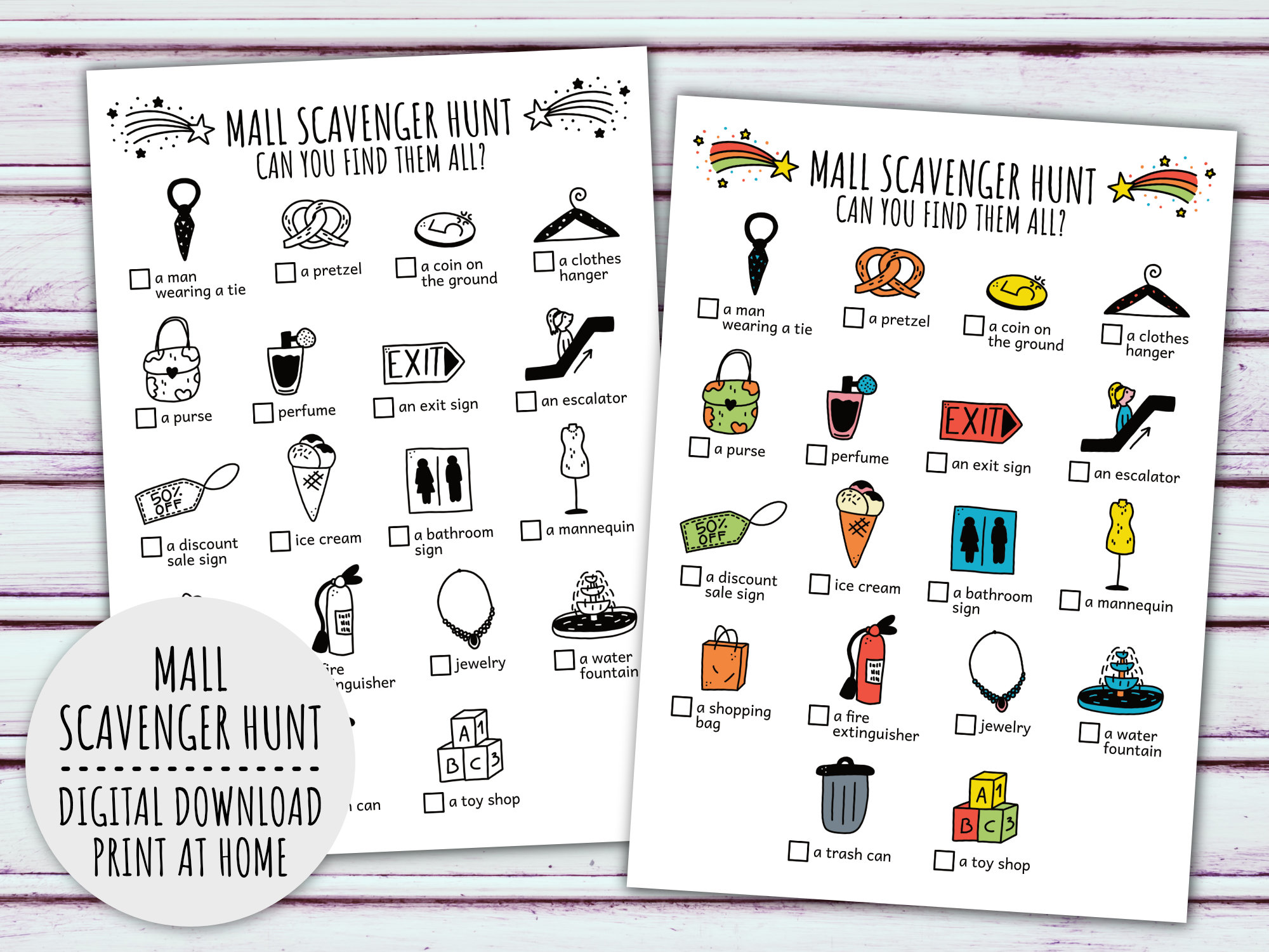 Mall Scavenger Hunt for Kids, Shopping Mall Treasure Hunt, Mall Party ...