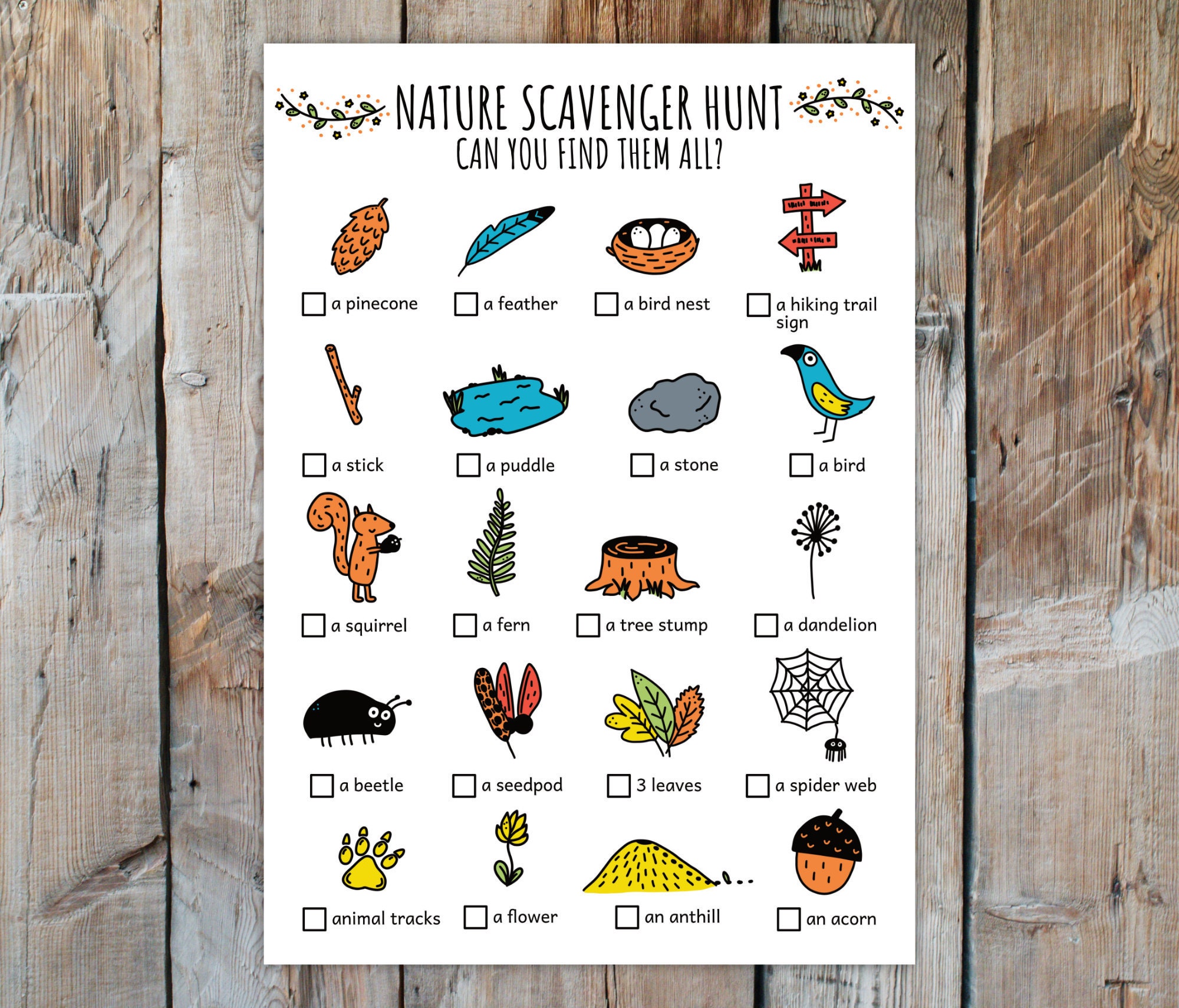 Nature Scavenger Hunt for Kids, Outdoors Kids Activity and Family ...