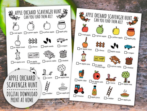 Apple Orchard Scavenger Hunt for Kids Fall Treasure Hunt | Etsy