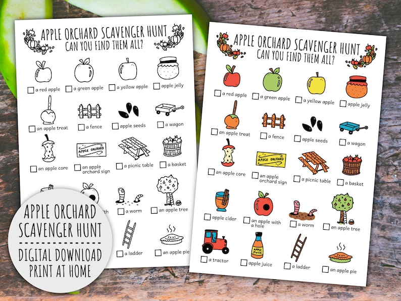 Apple Orchard Scavenger Hunt for Kids, Fall Treasure Hunt, Autumn Party ...