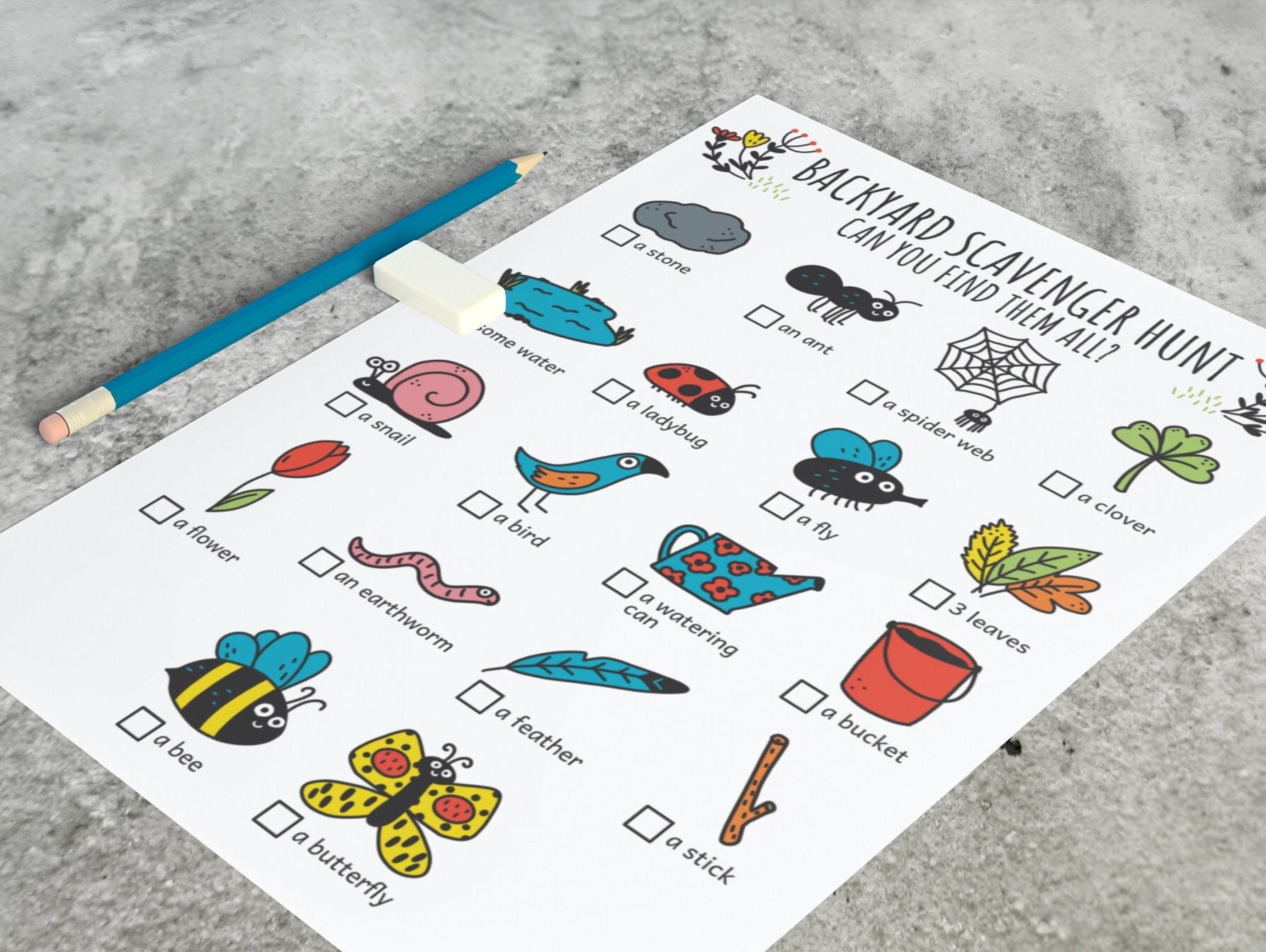 Backyard Scavenger Hunt for Kids, Outdoor Kids Activity, Party Game ...