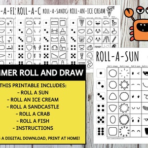Summer Roll and Draw Game Summertime Dice Drawing Activity for Kids ...