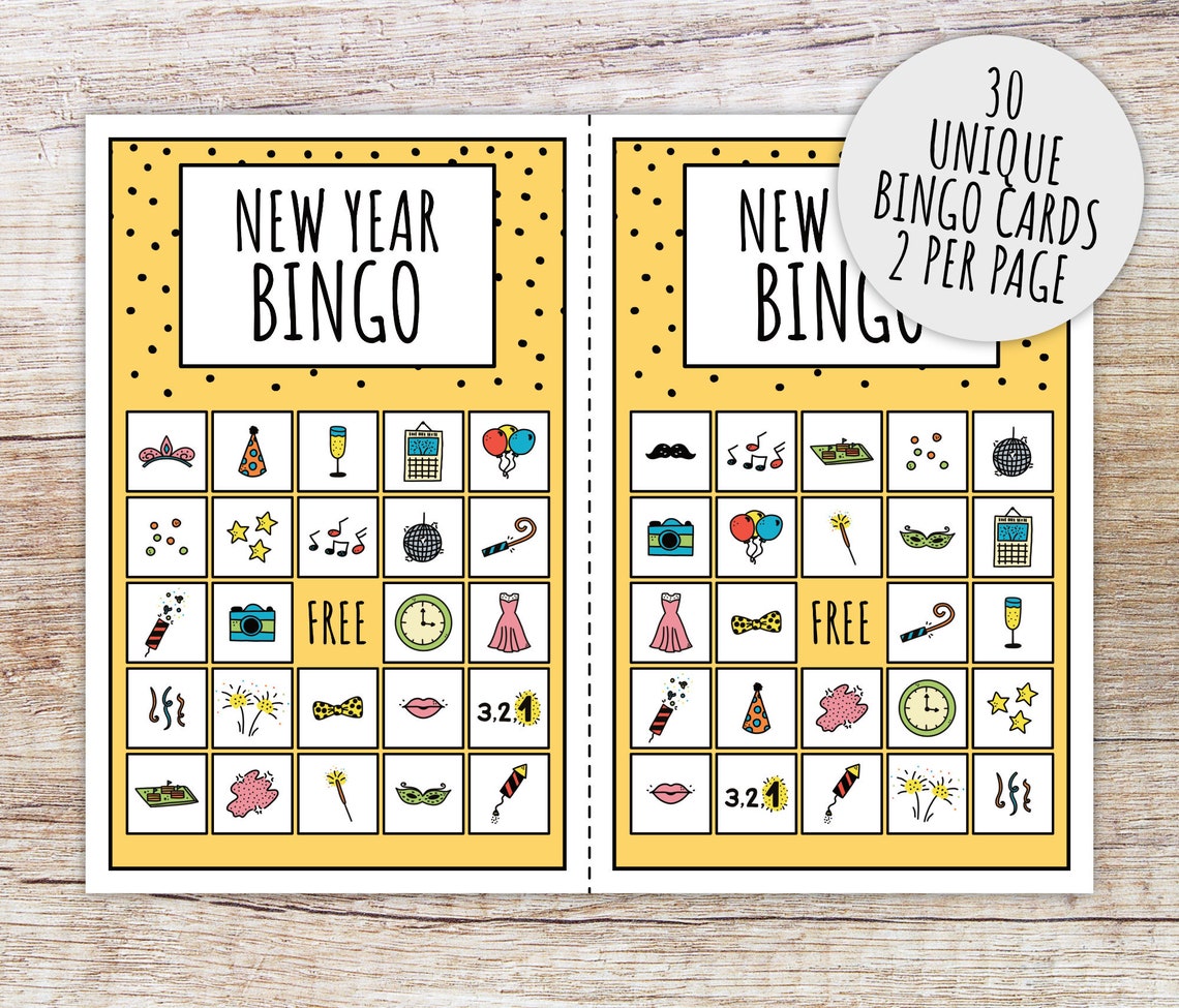 New Year Bingo Game for Kids, Kids Winter Party Game, Classroom Game ...