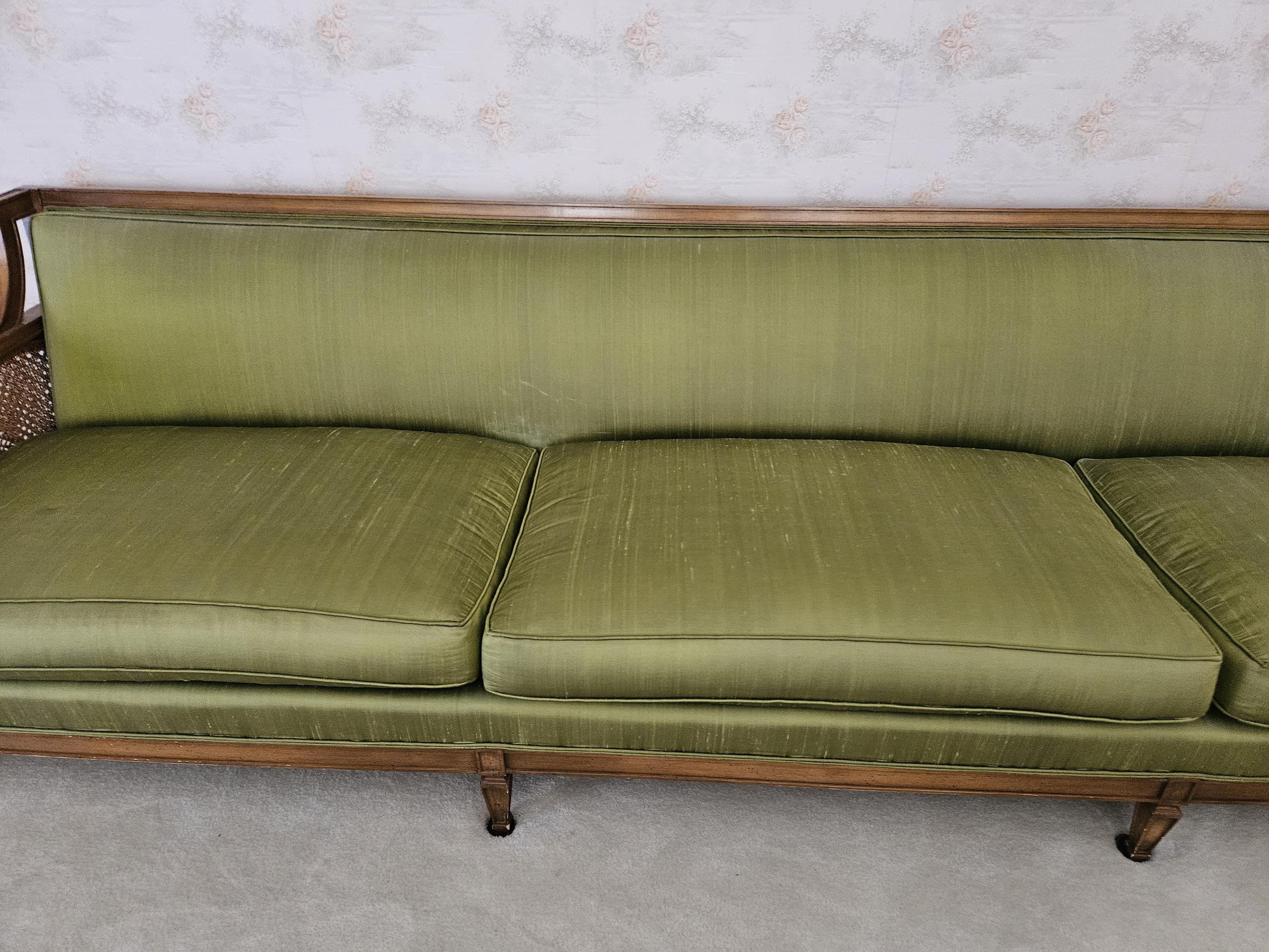9.5 Ft Long Vintage Italian Regency Sofa Couch Provincial Mid Hollywood ...