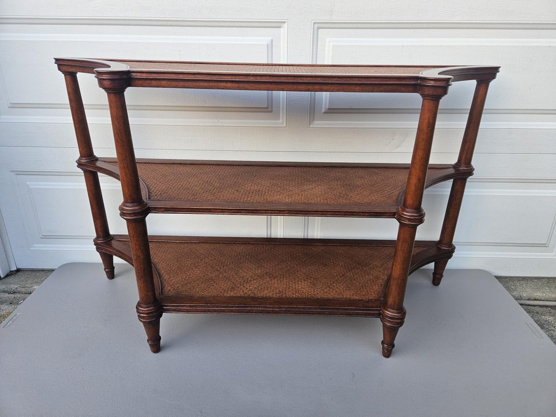 Ethan Allen Three Tier Rattan Legacy Collection Entryway Console Table ...