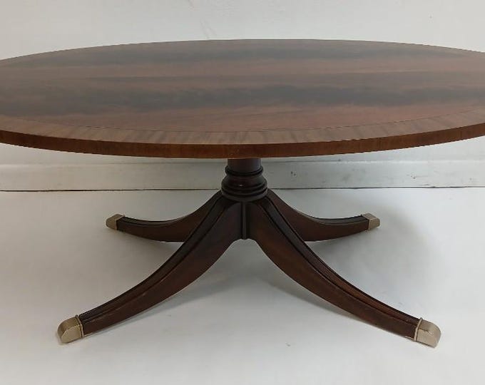 Ethan Allen 18th Century Flame Mahogany Oval Banded Coffee Table Duncan ...