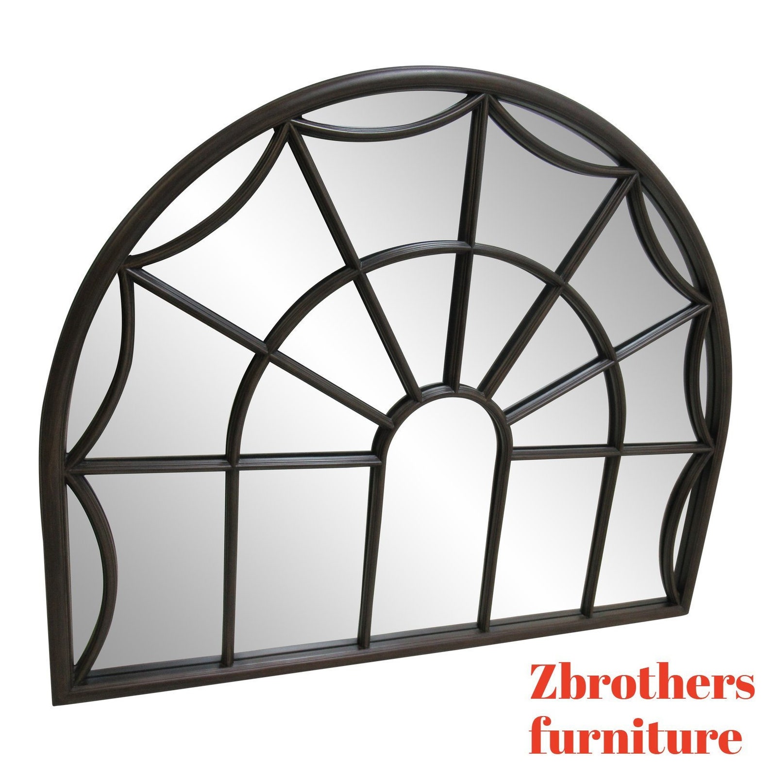Marlock Fruitwood Arch Top Window Pane Handing Wall Mirror Lincoln ...