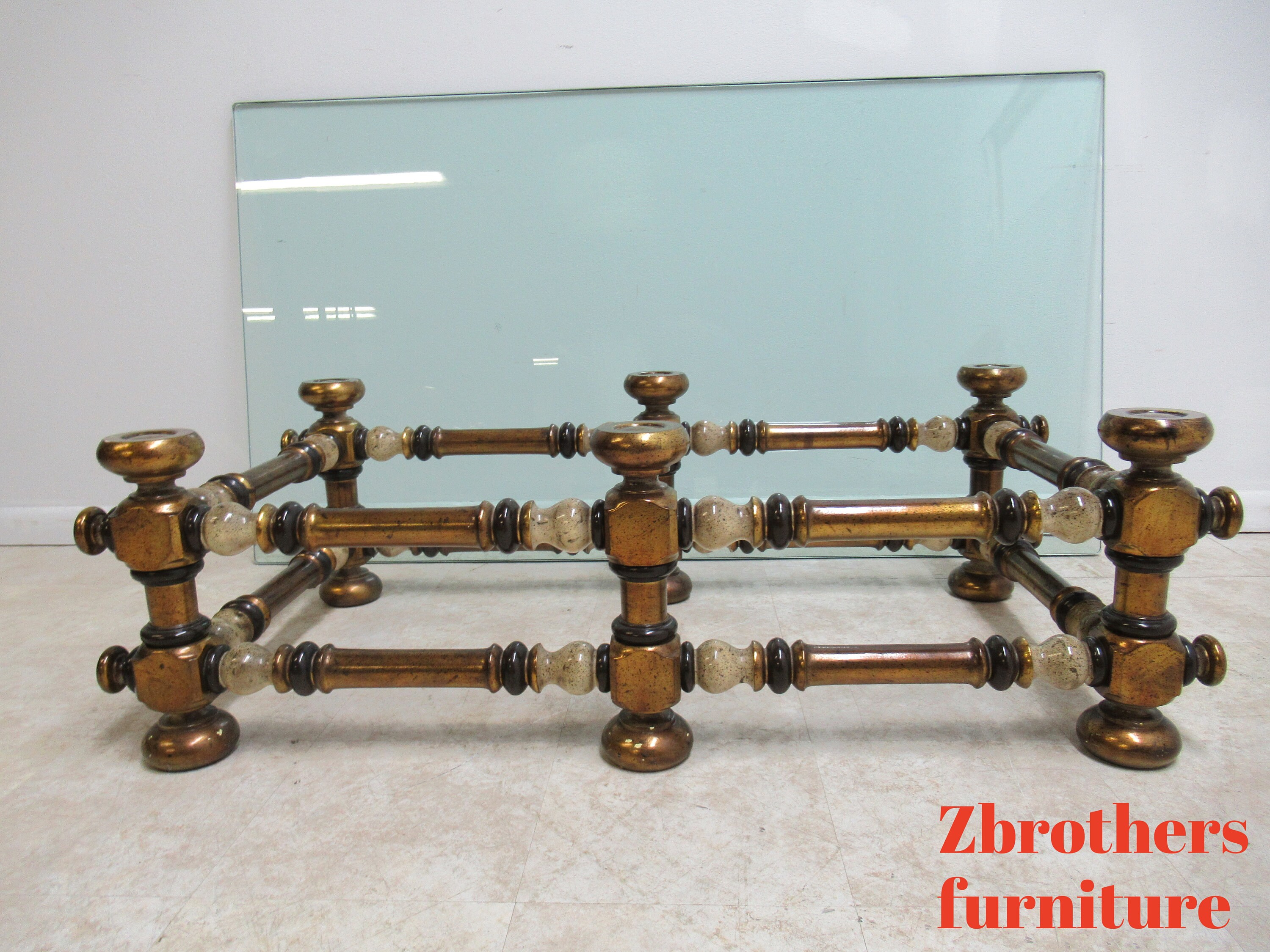Vintage Italian Regency Bobbin Glass Top Gold Gilt Coffee Table - Etsy