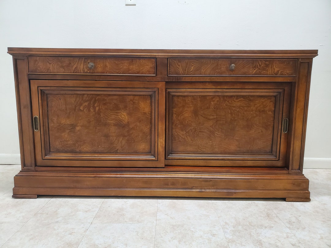 Ethan Allen Townhouse Sideboard Buffet Sliding Door Burlwood - Etsy