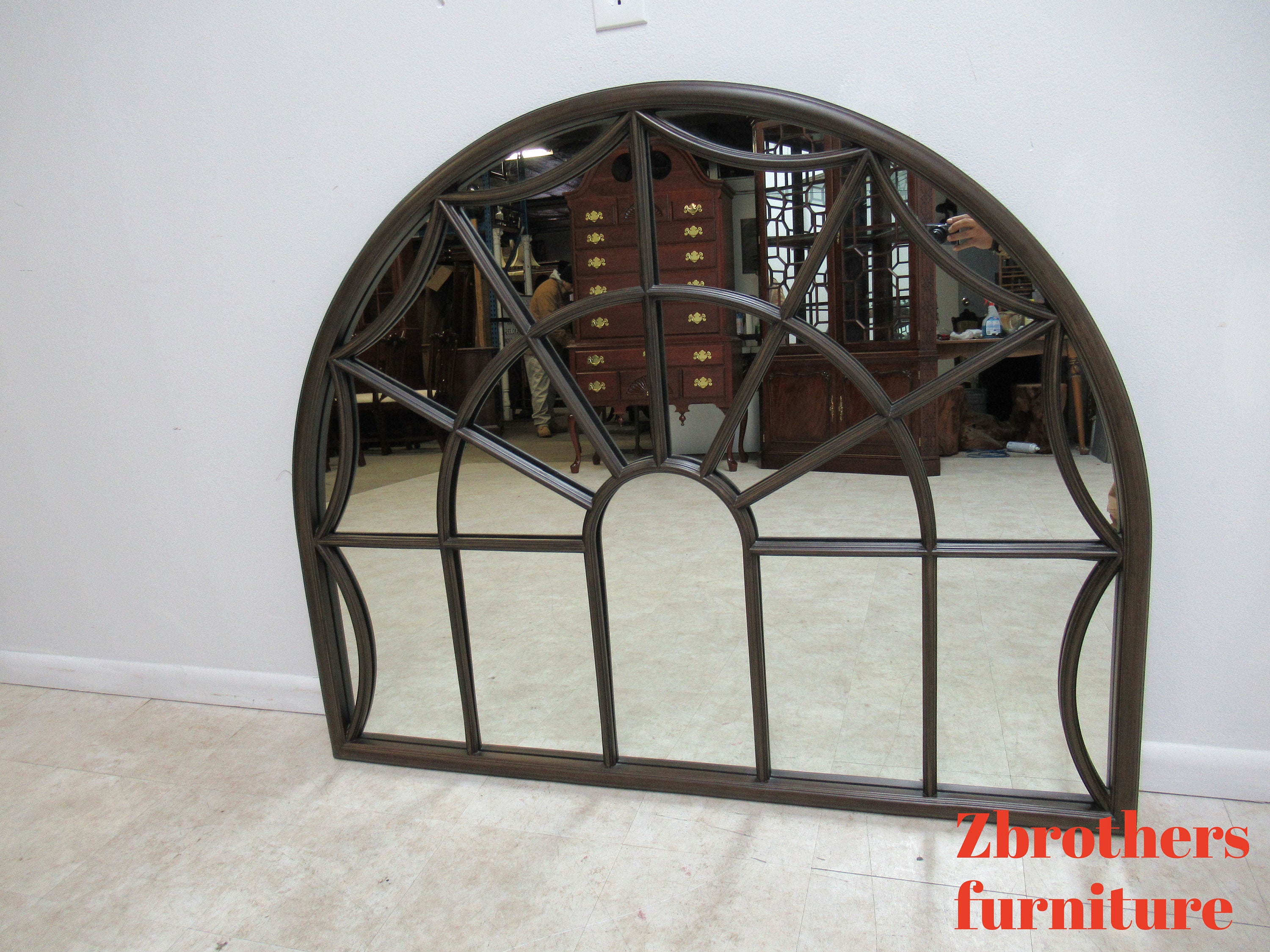 Marlock Fruitwood Arch Top Window Pane Handing Wall Mirror Lincoln ...