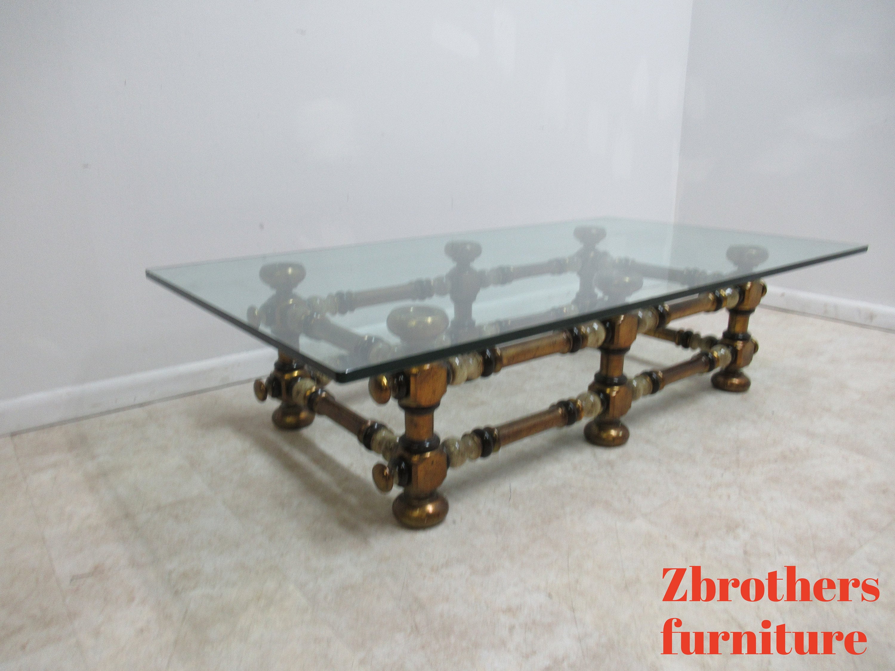 Vintage Italian Regency Bobbin Glass Top Gold Gilt Coffee Table - Etsy