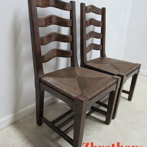Pair Custom British Colonial Rush Seat Dining Room Desk Side Chairs A ...