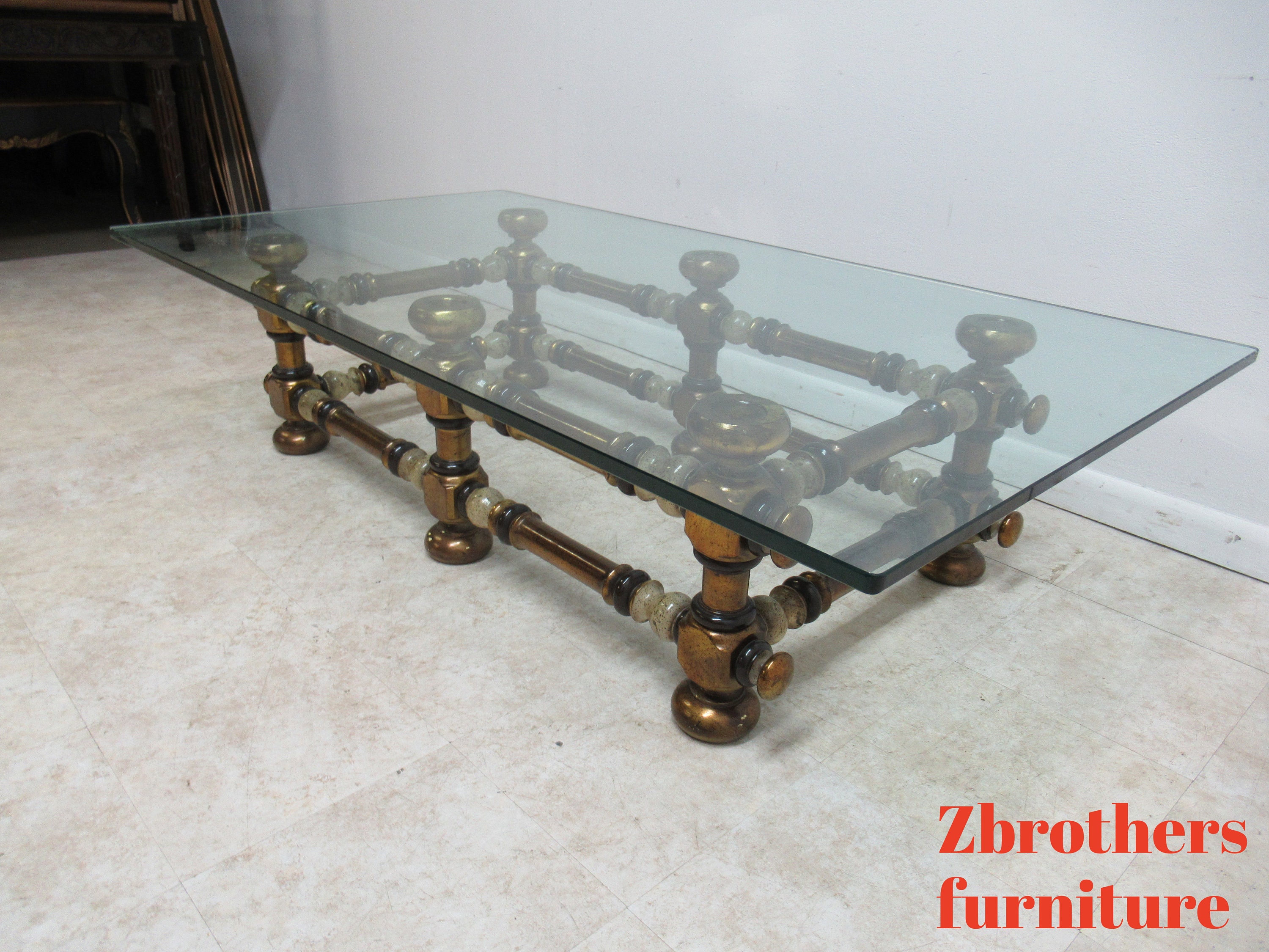 Vintage Italian Regency Bobbin Glass Top Gold Gilt Coffee Table - Etsy