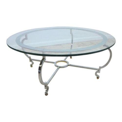 John Stuart Chrome Steel Round Coffee Table Spain Mid Century Vintage ...