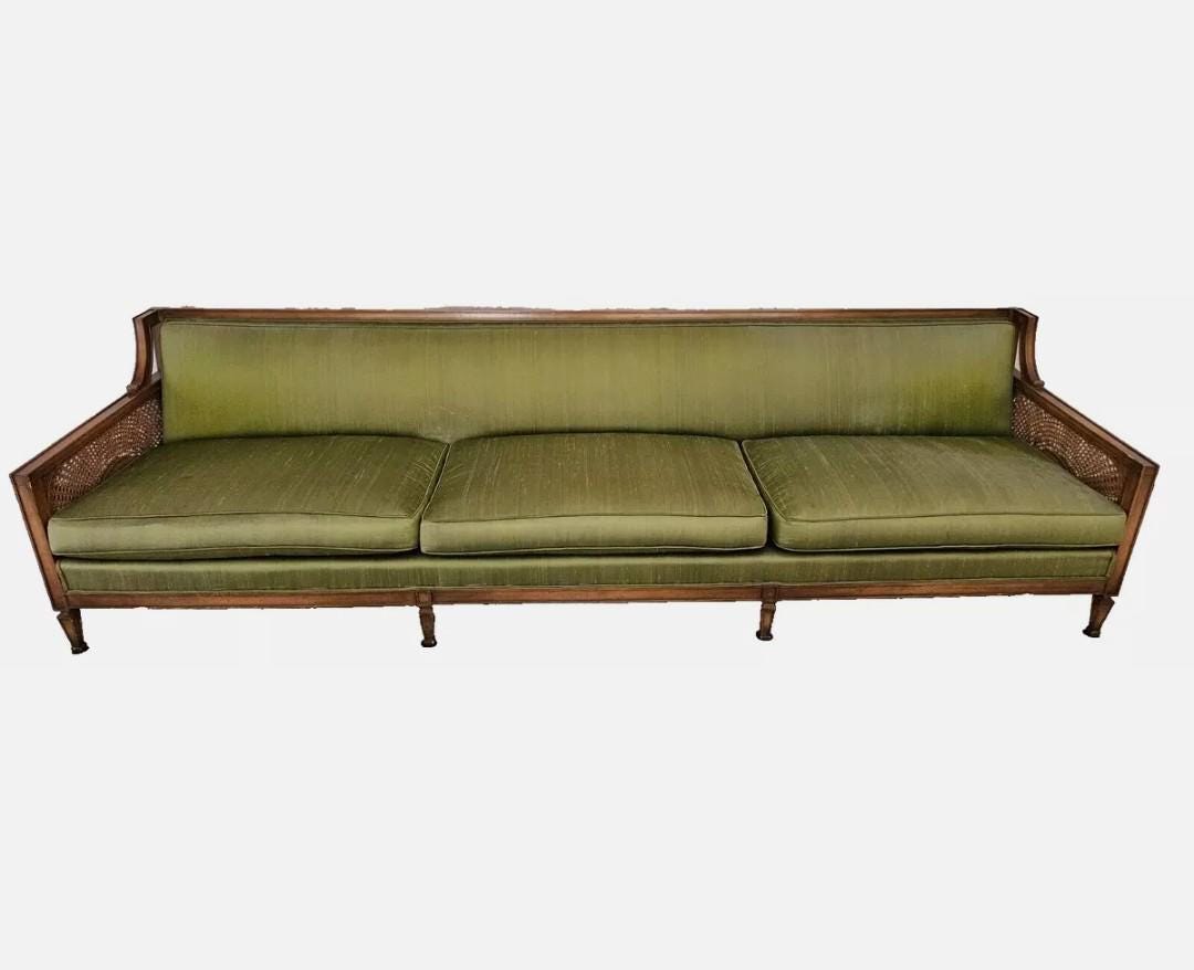 9.5 Ft Long Vintage Italian Regency Sofa Couch Provincial Mid Hollywood ...