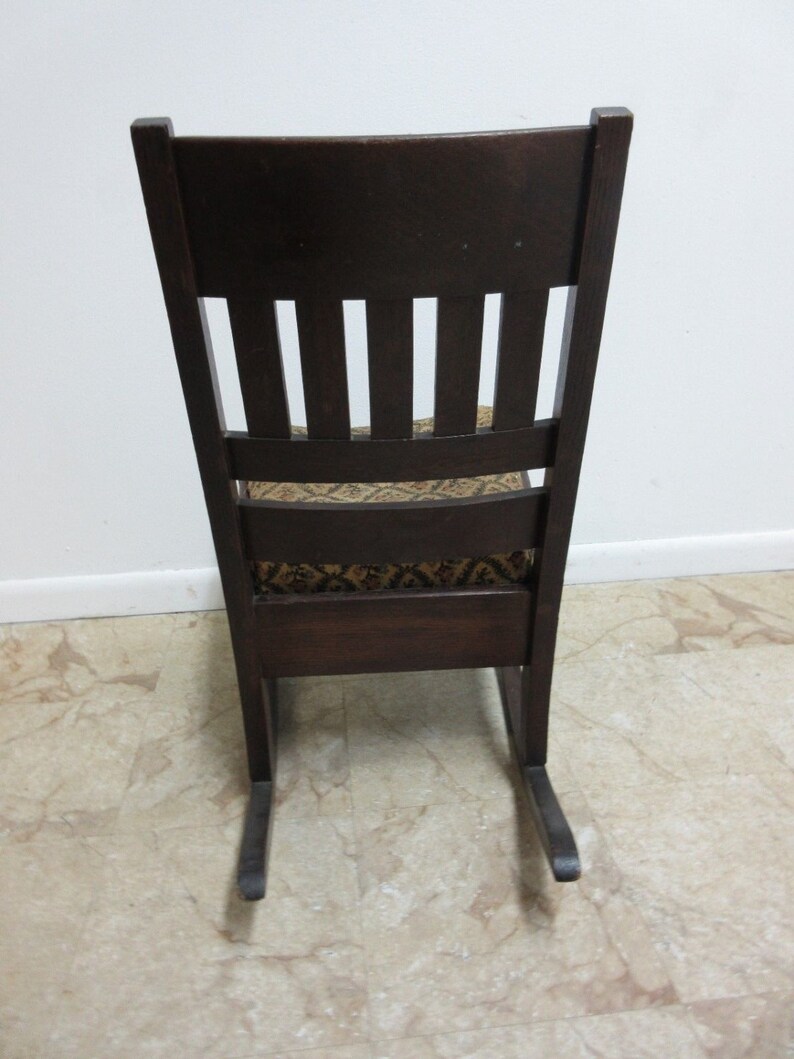 Antique Tiger Mission Oak Petite Childs Rocker Rocking Chair Carpet ...
