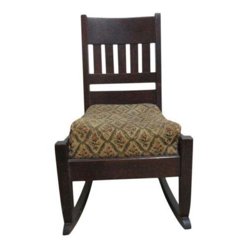 Antique Tiger Mission Oak Petite Childs Rocker Rocking Chair Carpet ...