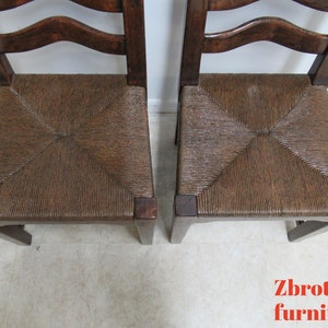 Pair Custom British Colonial Rush Seat Dining Room Desk Side Chairs B ...