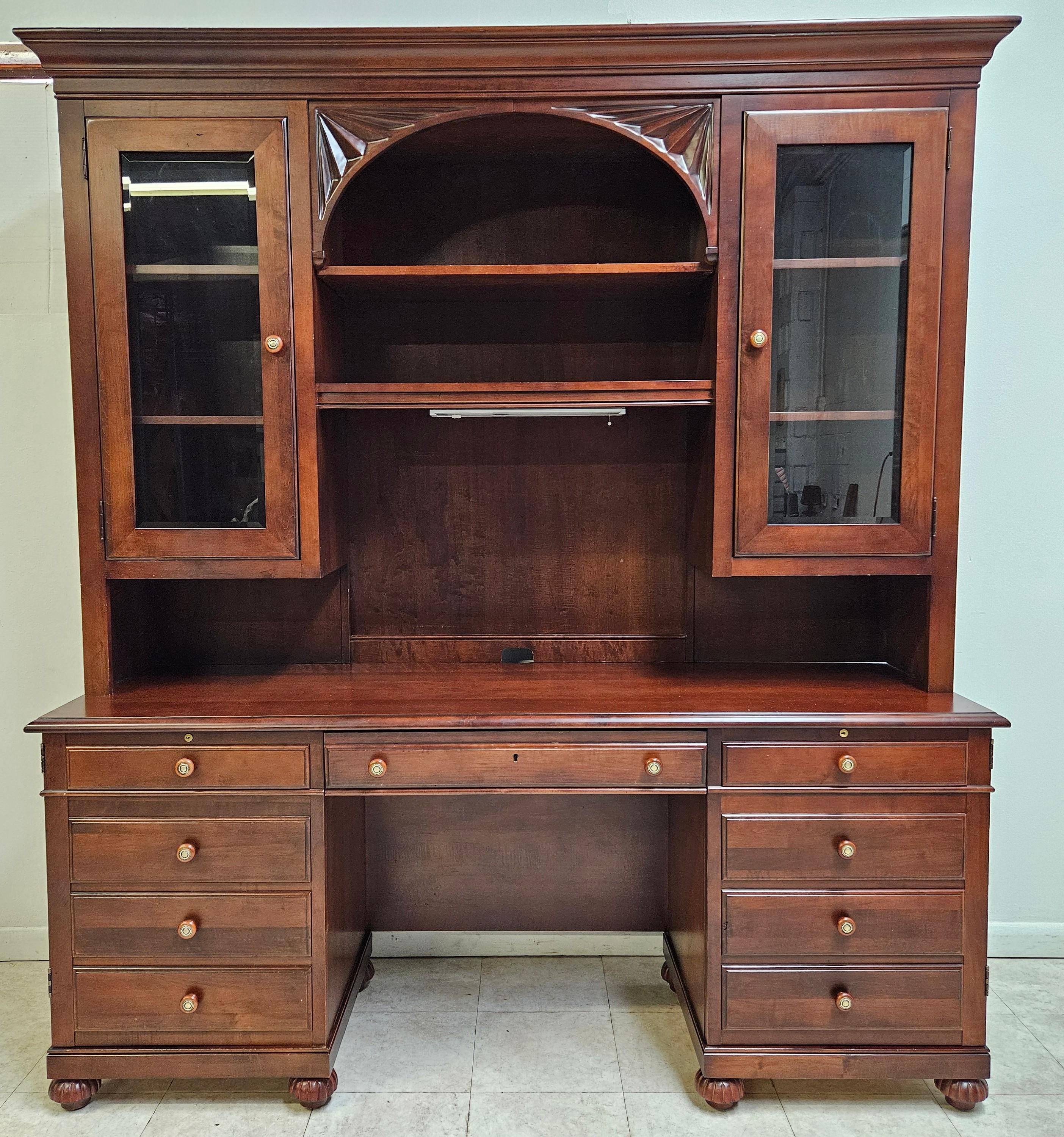 Ethan Allen British Classics Bookshelf Desk Hutch Cherry Empire Style Etsy