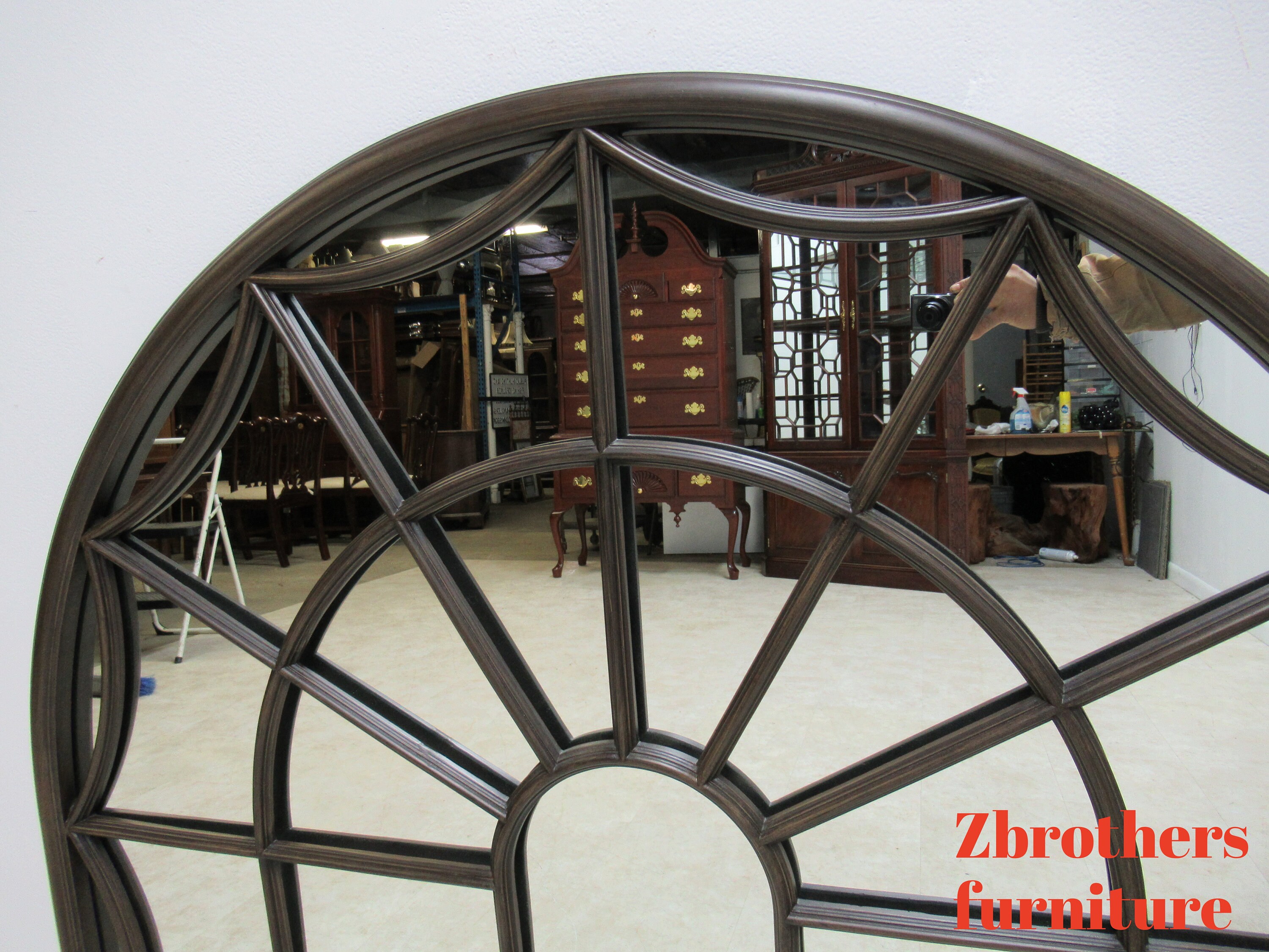 Marlock Fruitwood Arch Top Window Pane Handing Wall Mirror Lincoln ...
