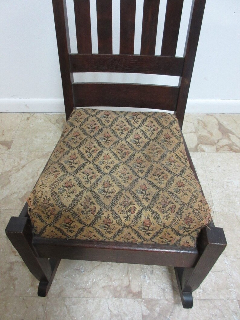 Antique Tiger Mission Oak Petite Childs Rocker Rocking Chair Carpet ...