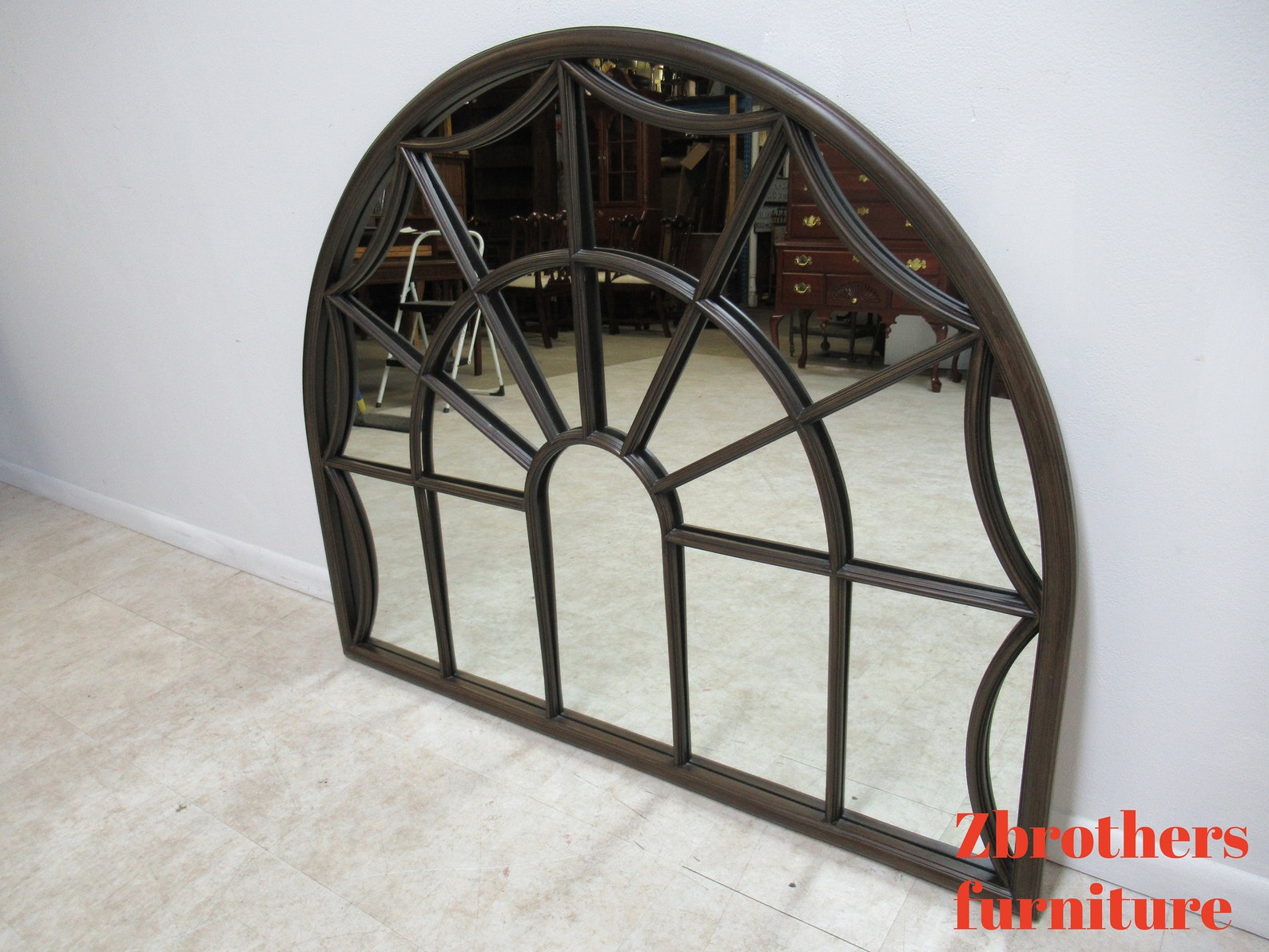 Marlock Fruitwood Arch Top Window Pane Handing Wall Mirror Lincoln ...