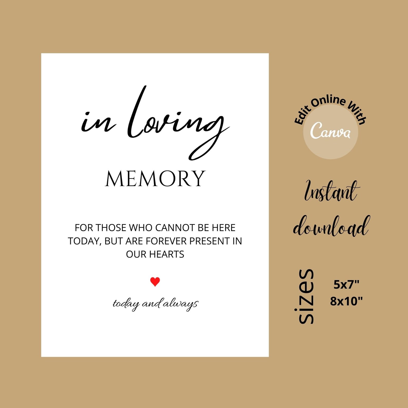 In Loving Memory Modern Wedding Sign Printable in Loving Memory Sign ...