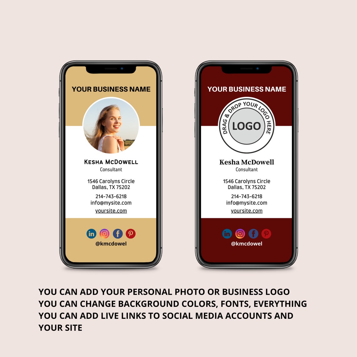 Digital Business Card Template, Digital Business Card Clickable Canva ...