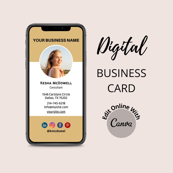 Digital Business Card Template Digital Business Card - Etsy